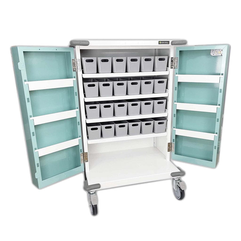 24 Tray Compact Unit Dosage Trolley Double Door/ Key Lock (H) 1100 x ...